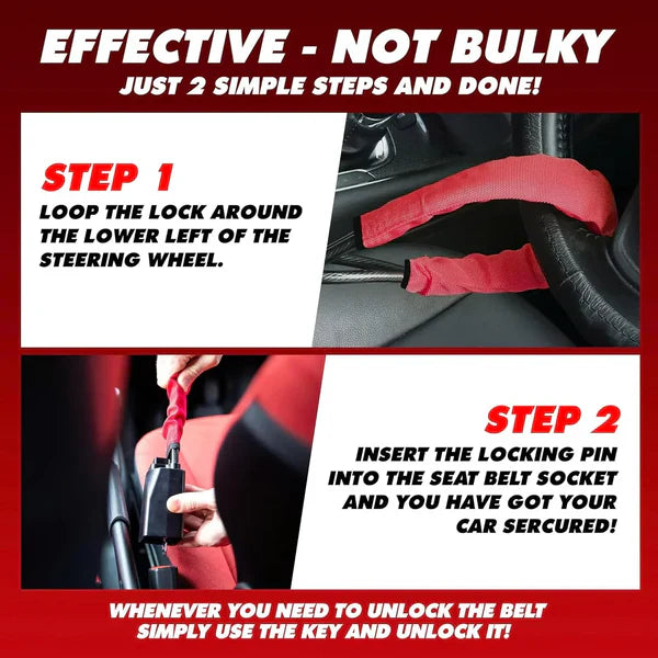 Universal Car Steering Wheel Lock With Seat Belt Socket locks – The ...