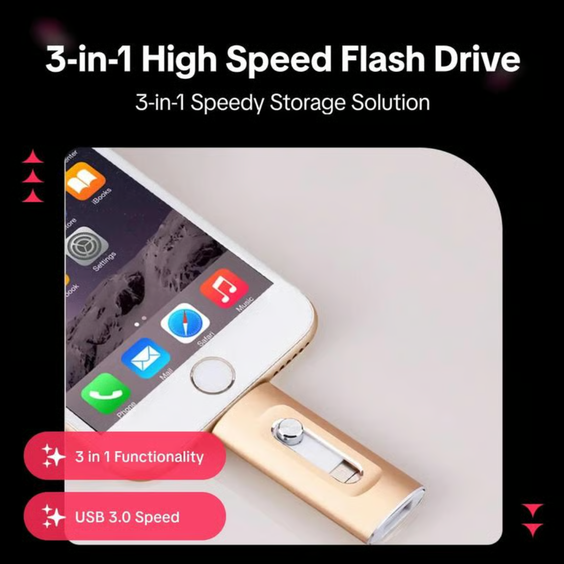 3 in 1 Flash Drive, Portable High Speed USB 3.0 Memory Storage – The ...